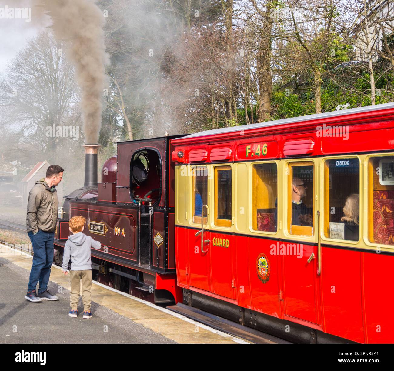 Locomotive "Caledonia" on the Isle of Man Steam Railway at Douglas ...