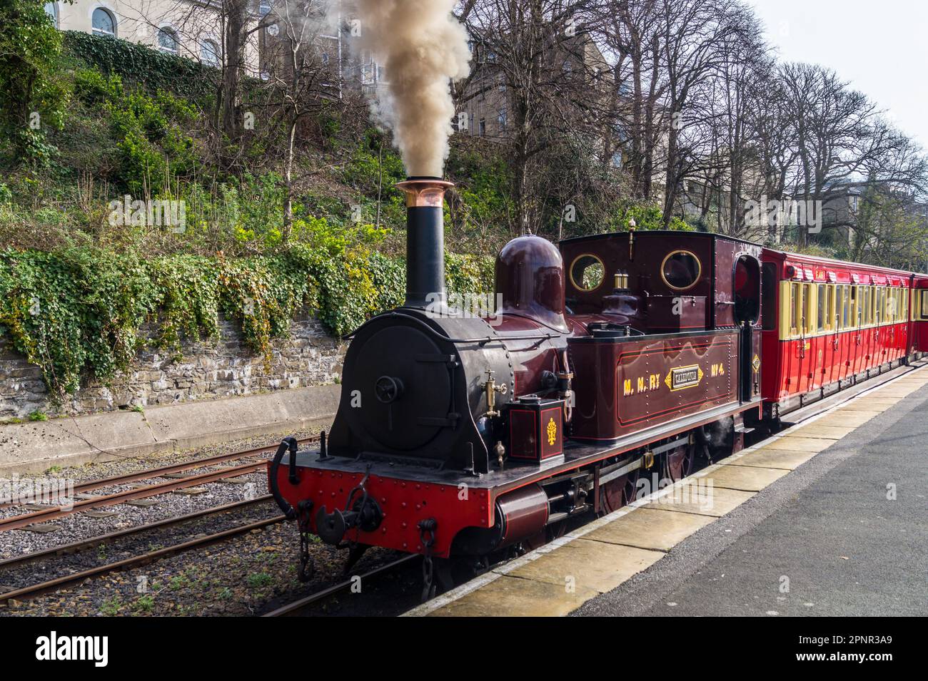 Locomotive "Caledonia" on the Isle of Man Steam Railway at Douglas ...