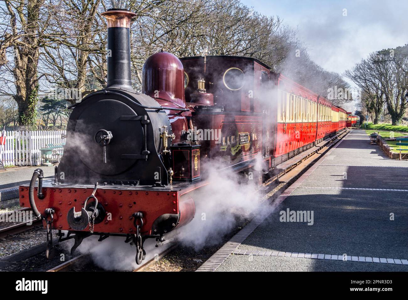 Locomotive "Caledonia" on the Isle of Man Steam Railway at Castletown ...