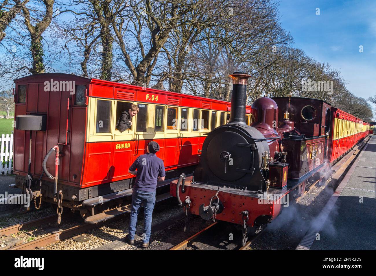 Locomotive "Caledonia" on the Isle of Man Steam Railway at Castletown ...