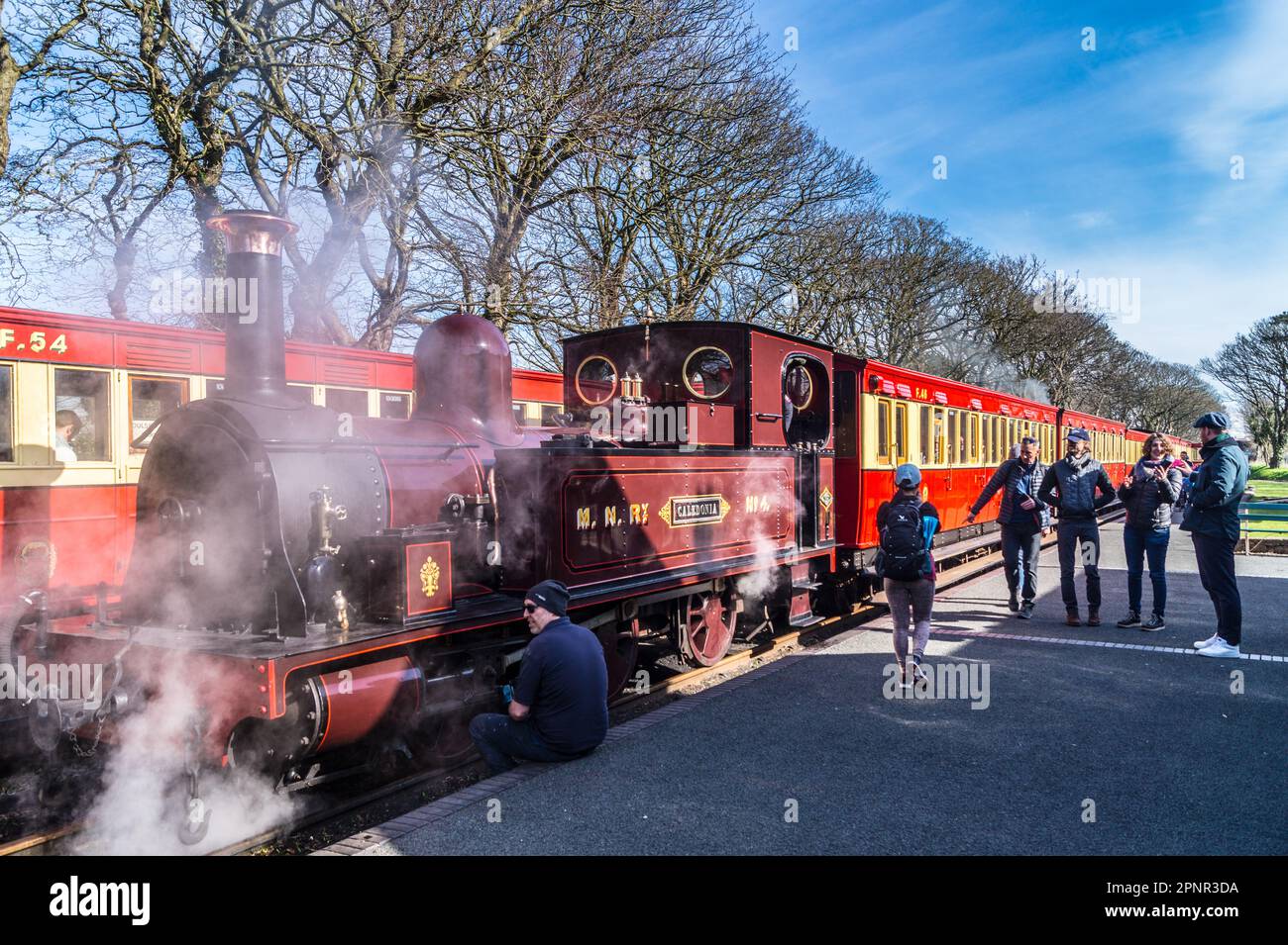 Locomotive "Caledonia" on the Isle of Man Steam Railway at Castletown ...
