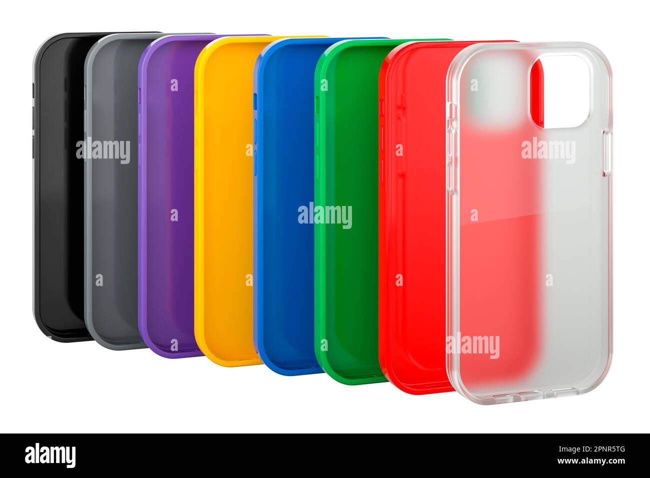 Multicolor Mobile Phone Plastic Cases. 3D rendering isolated on white ...