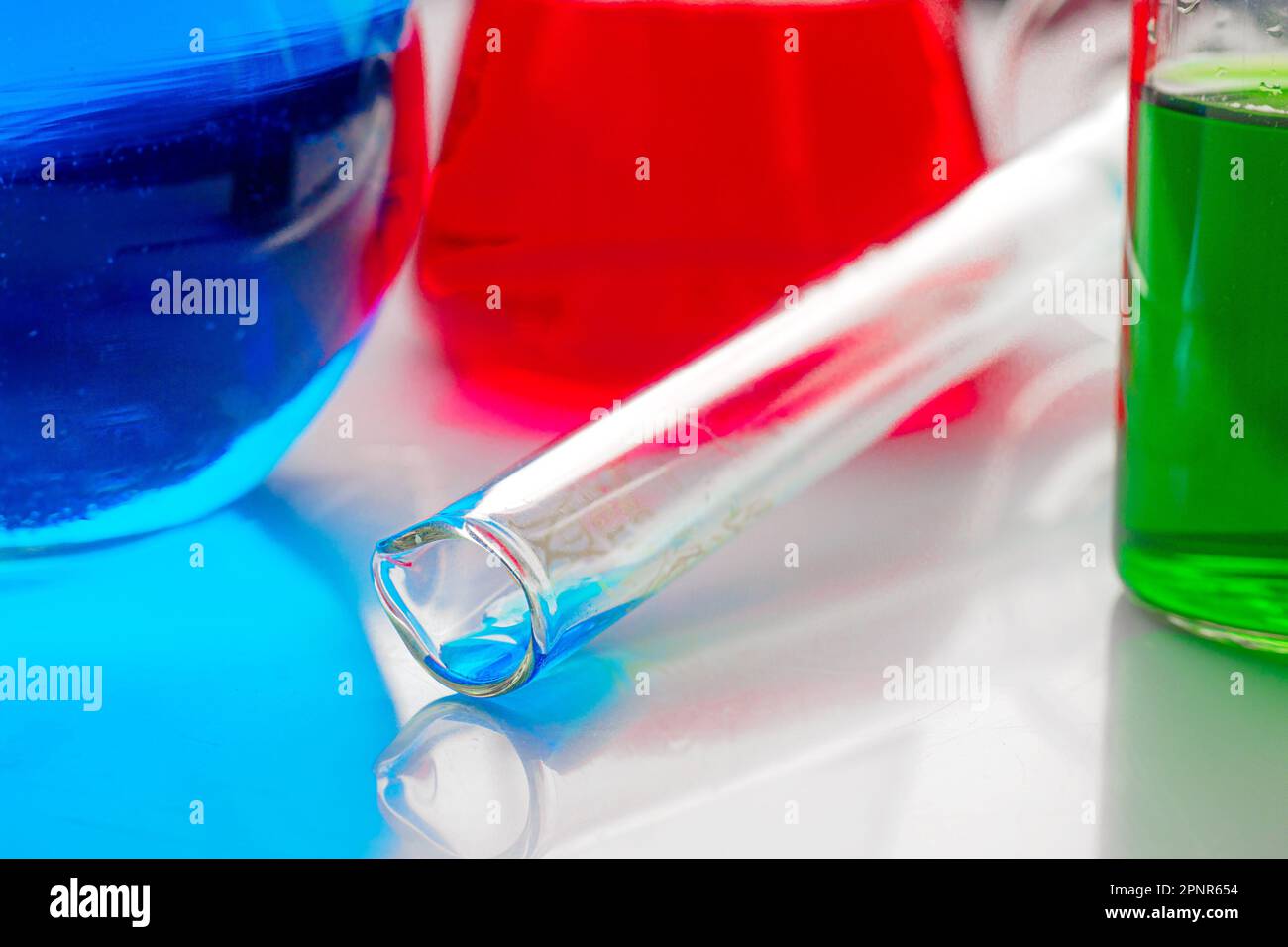 Close-up photo of medical liquid tubes. Chemical and laboratory ...