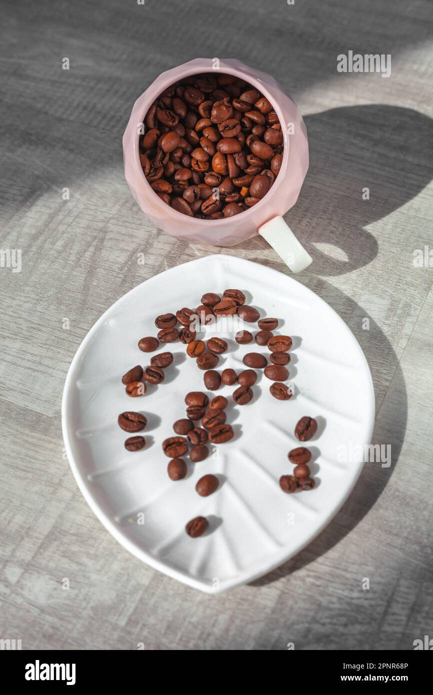 Closeup mocha coffee beans fall hi-res stock photography and images - Alamy