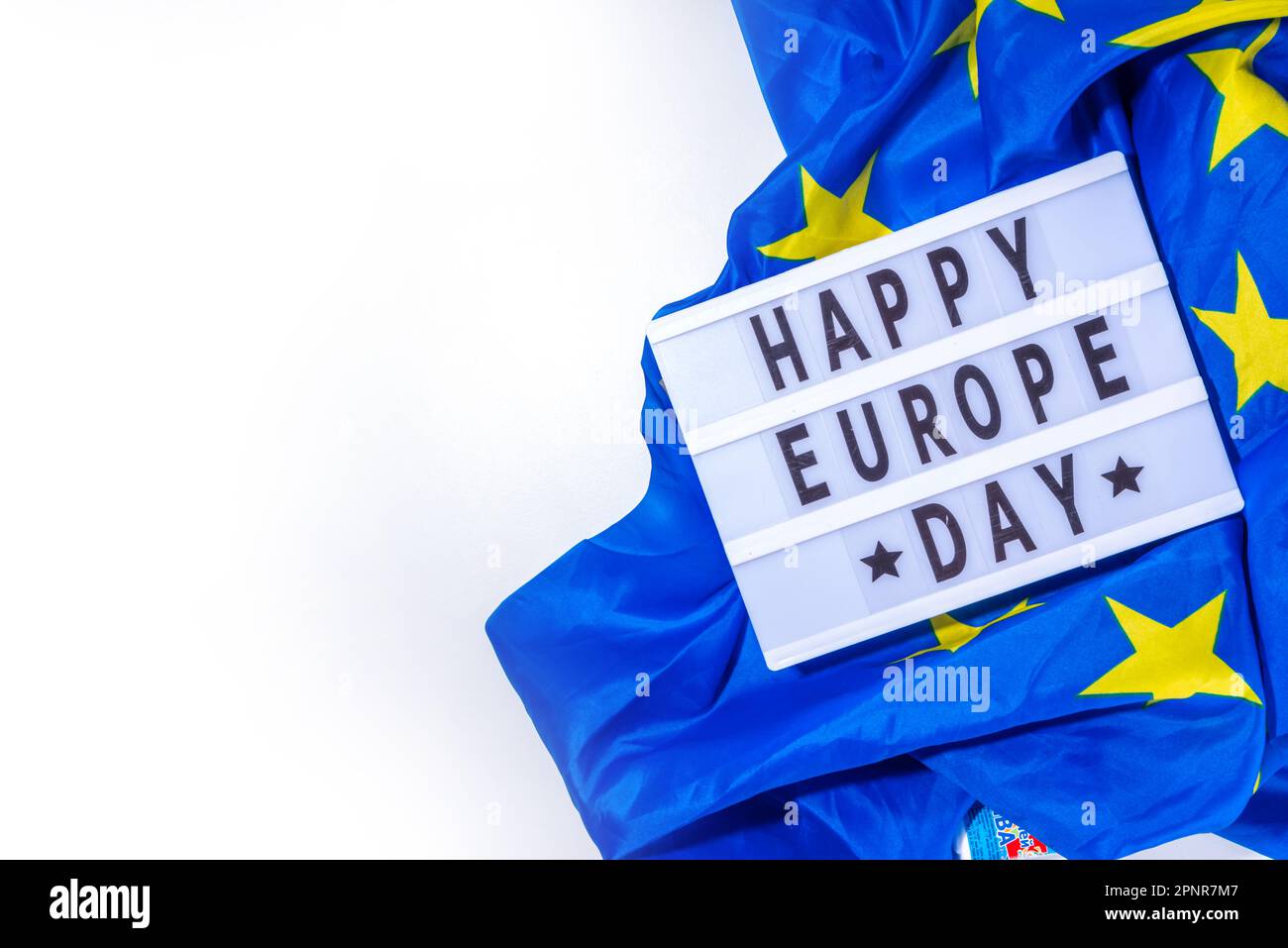 Happy Europe Day simple background, lightbox sign with inscription text ...