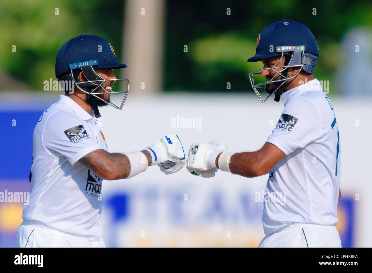 Galle, Sri Lanka. 16th April 2023. Sri Lanka's Dimuth Karunaratne (R ...