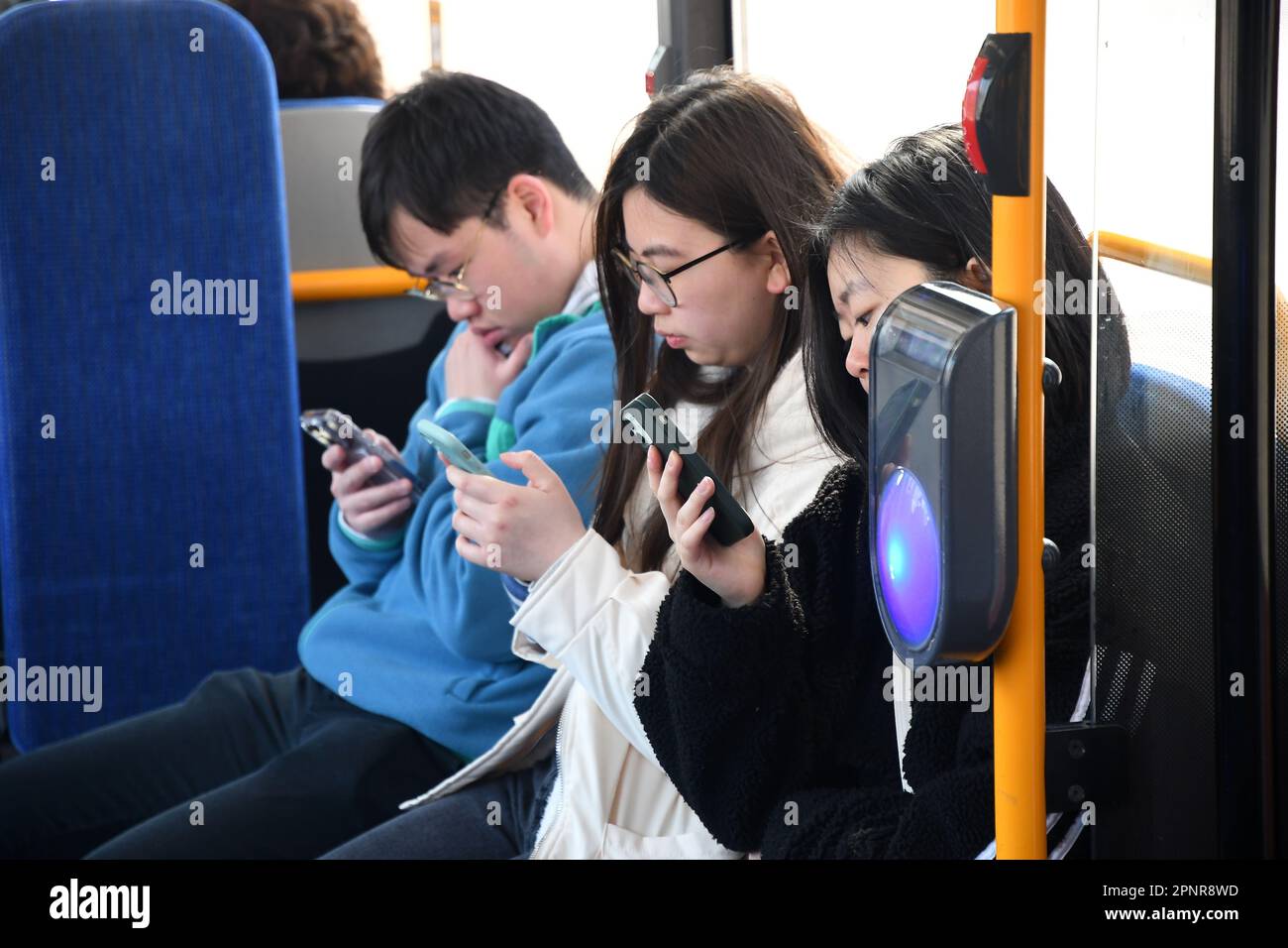 Copenhagen /Denmark/20 April 2023/ Asian buis passengers using ...