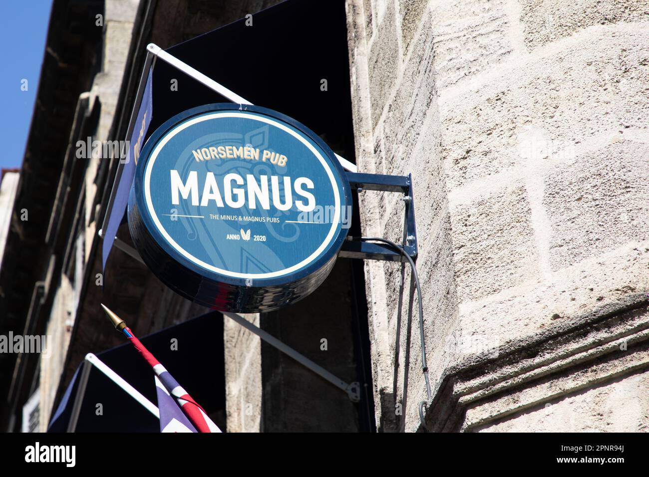 Bordeaux , Aquitaine France - 04 17 2023 : magnus norsemen pub minus ...