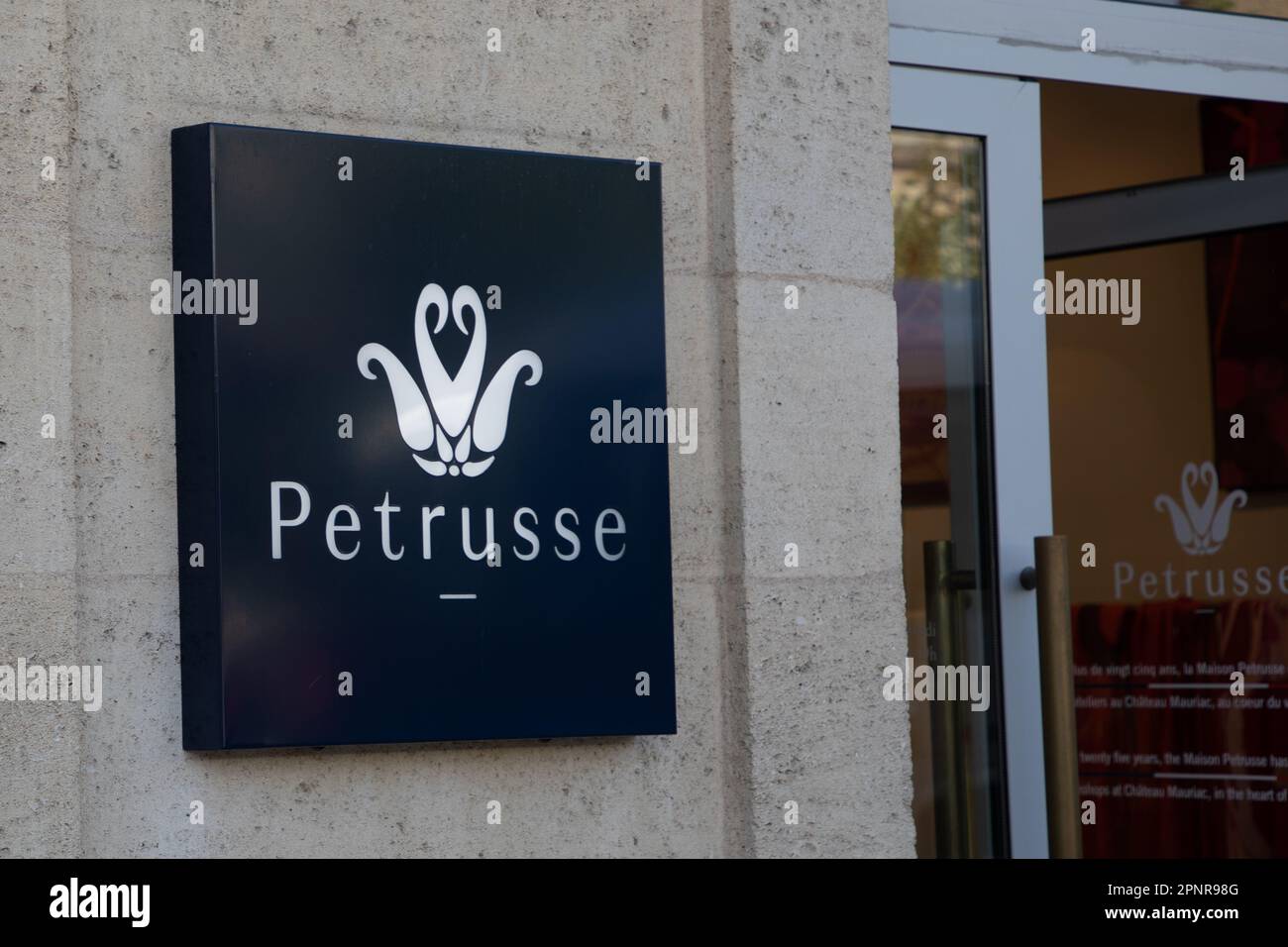 Bordeaux , Aquitaine France - 04 17 2023 : petrusse sign and logo text of shop luxury boutique ...