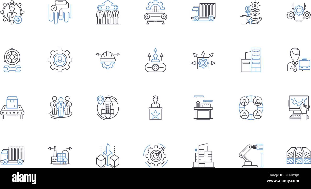 Business Organization Line Icons Collection Structure Hierarchy