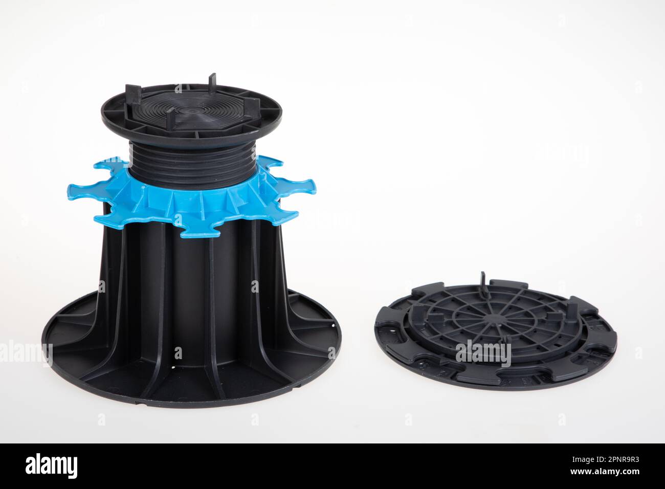 Exterior pavement tiles black blue adjustable plots plastic studs Stock ...