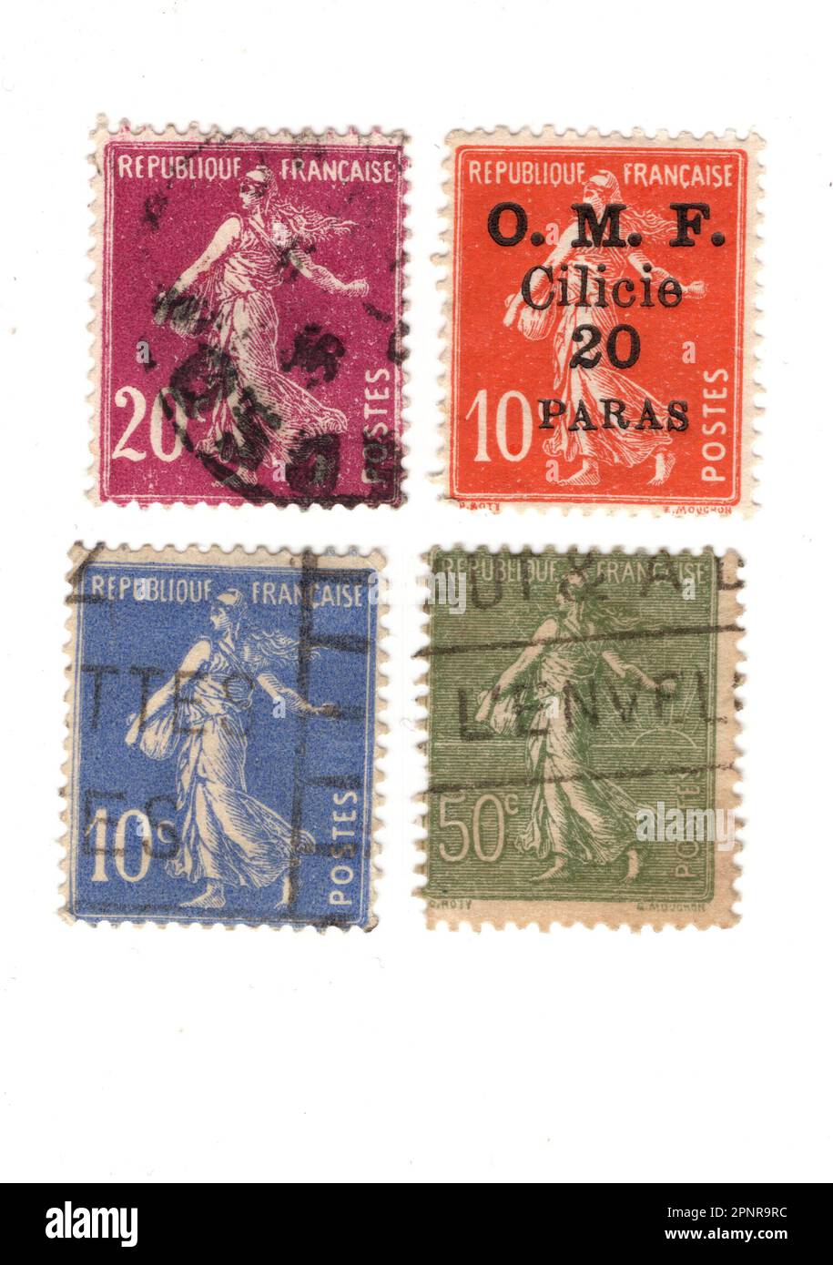 Vintage postage stamps from France isolated on a white background Stock ...