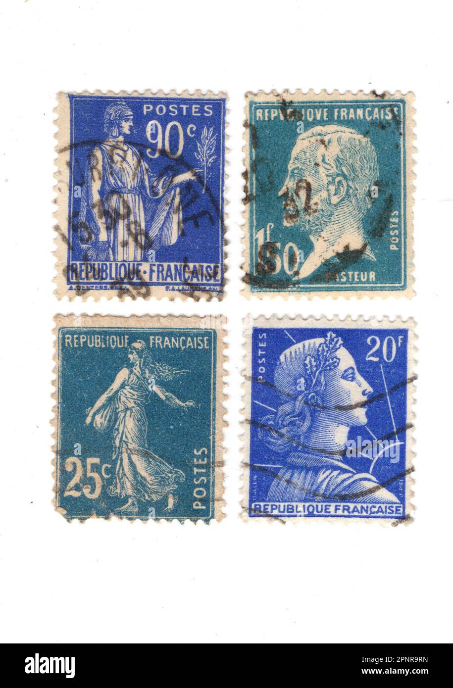 Vintage postage stamps from France isolated on a white background Stock ...