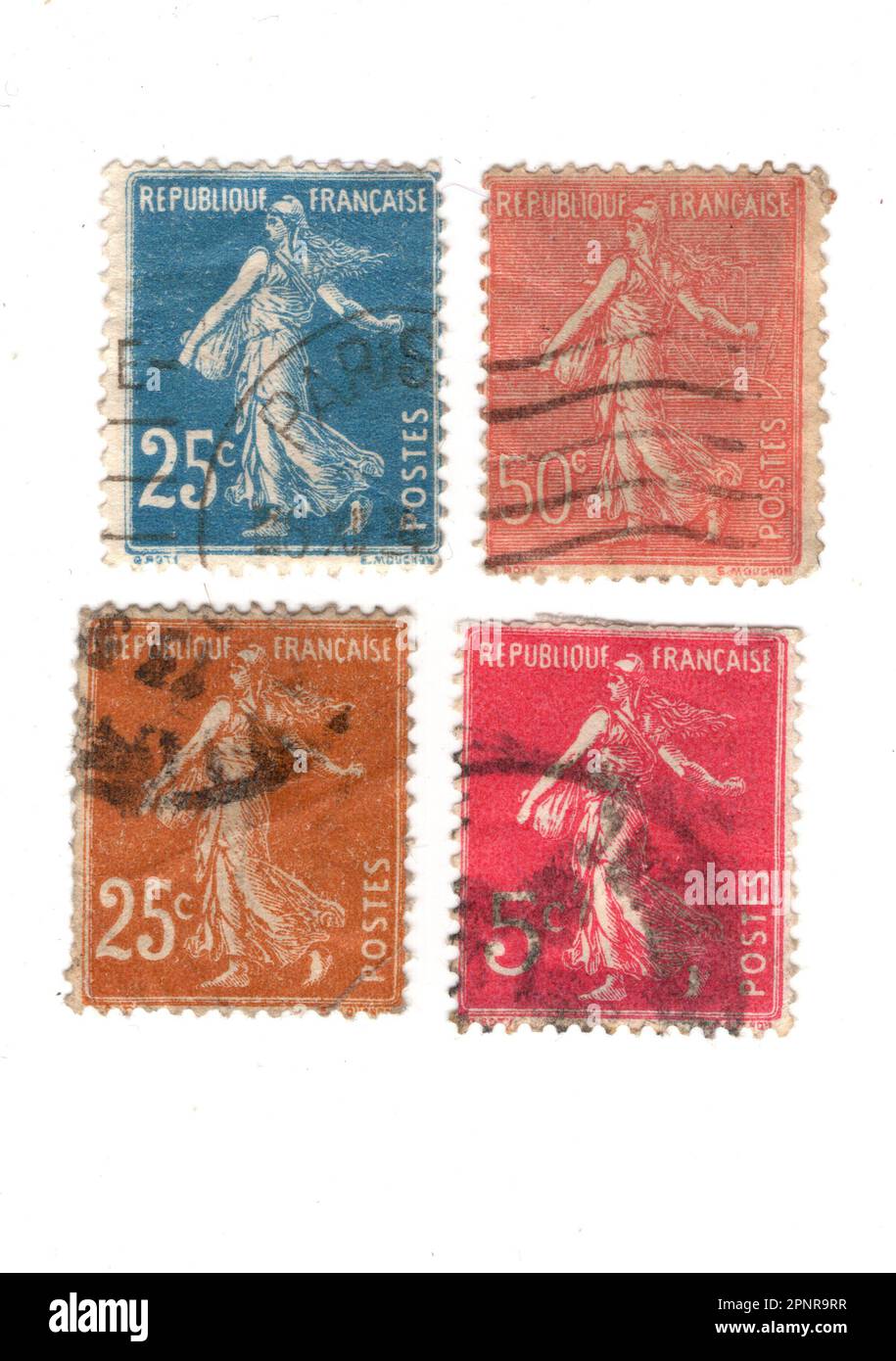 Vintage postage stamps from France isolated on a white background Stock ...