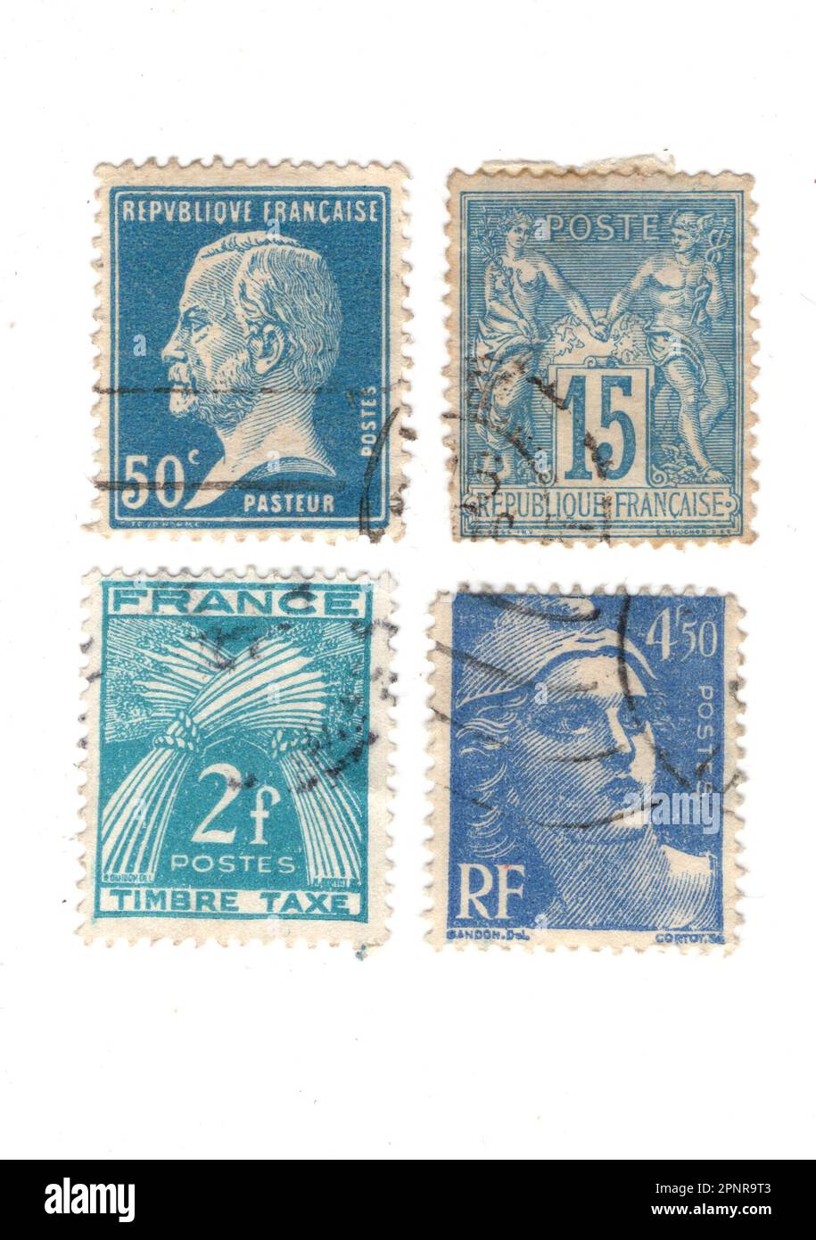 Vintage postage stamps from France isolated on a white background Stock ...