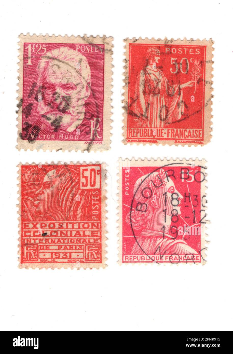 Vintage postage stamps from France isolated on a white background Stock ...