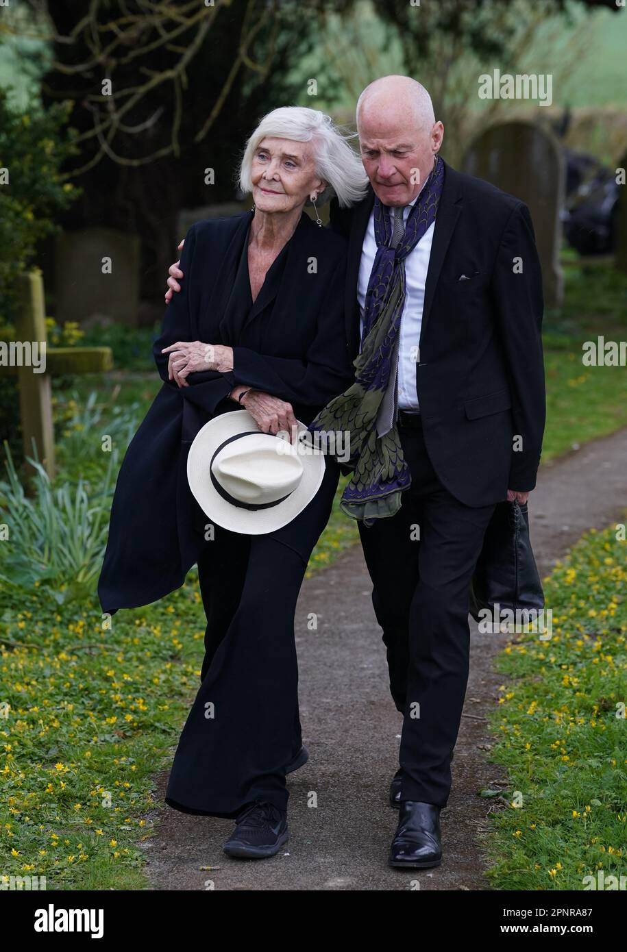 Dame Sheila Hancock and Lord Michael Cashman arriving for the funeral ...