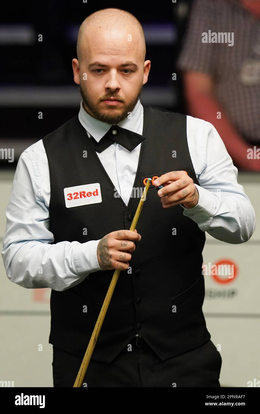 Luca Brecel in action against Mark Williams during day six of the Cazoo ...