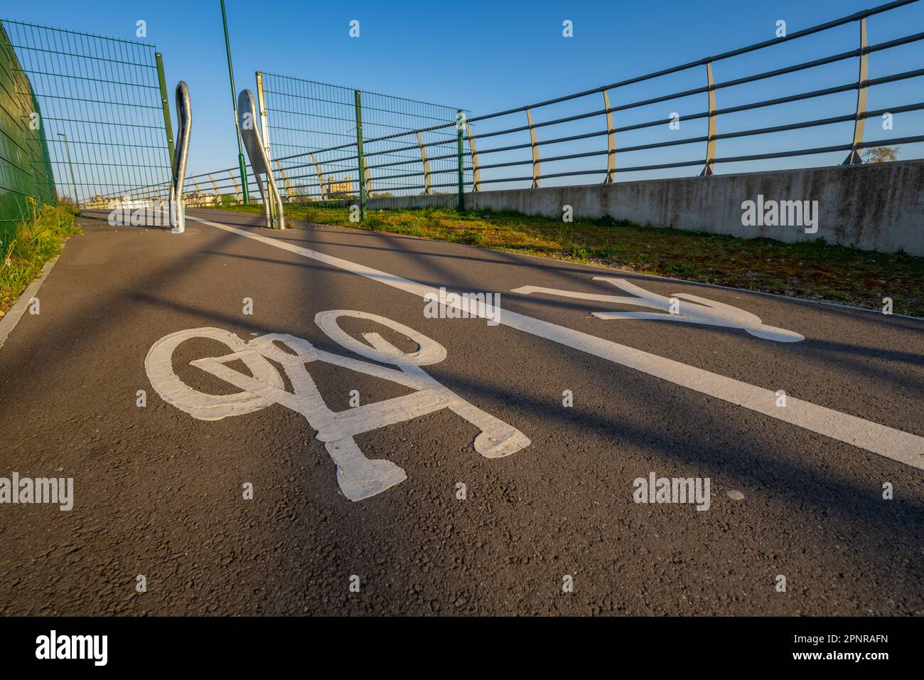 Bike path and footpath with width restriction in Strood Kent Stock ...
