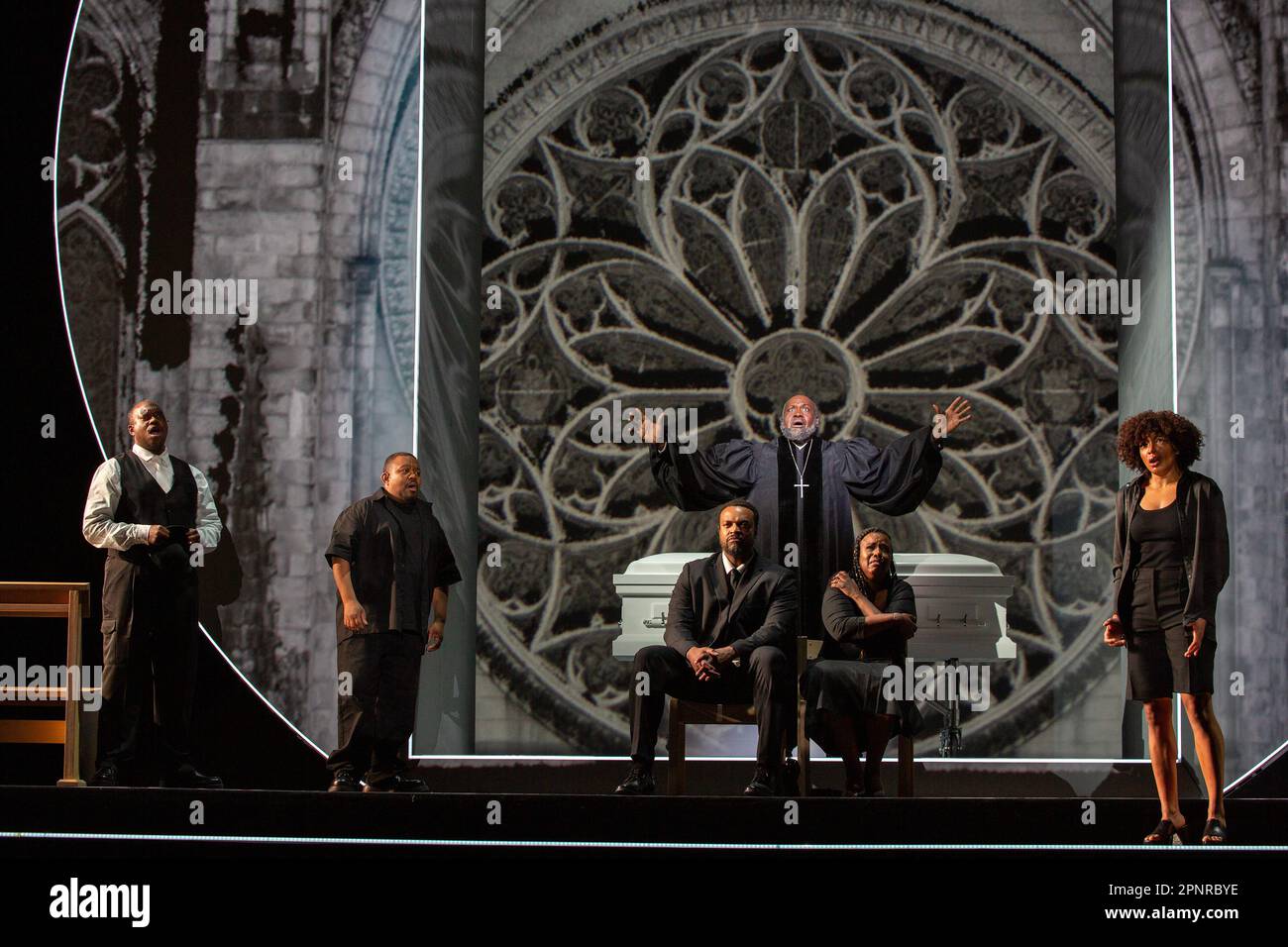 at the son's funeral - l-r: Joshua Conyers (Congregant 3), Rheinaldt ...