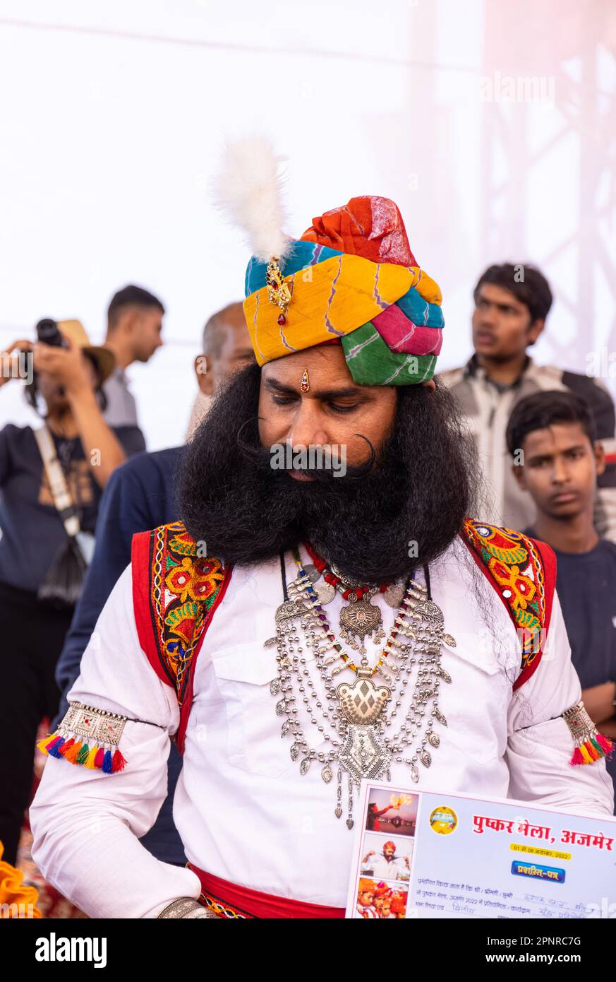 Pushkar fair, Portrait of an rajasthani rajput male with beard and ...