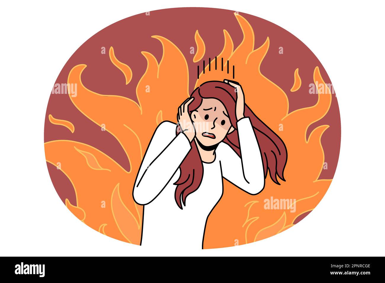 Panic stress and mental problems concept. Stressed young woman standing ...