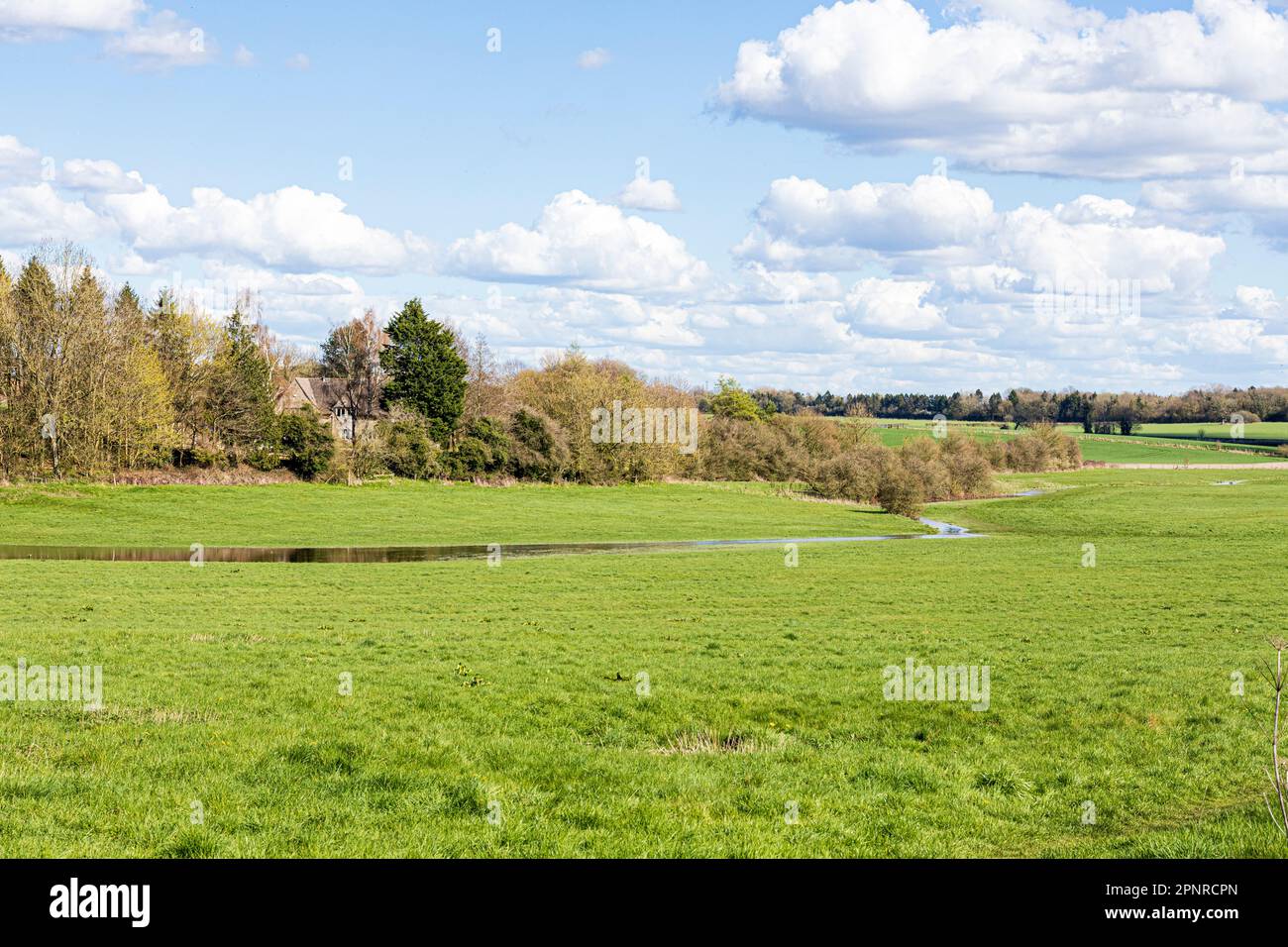 The Thames Path long distance walking trail & Thames Head House beside ...