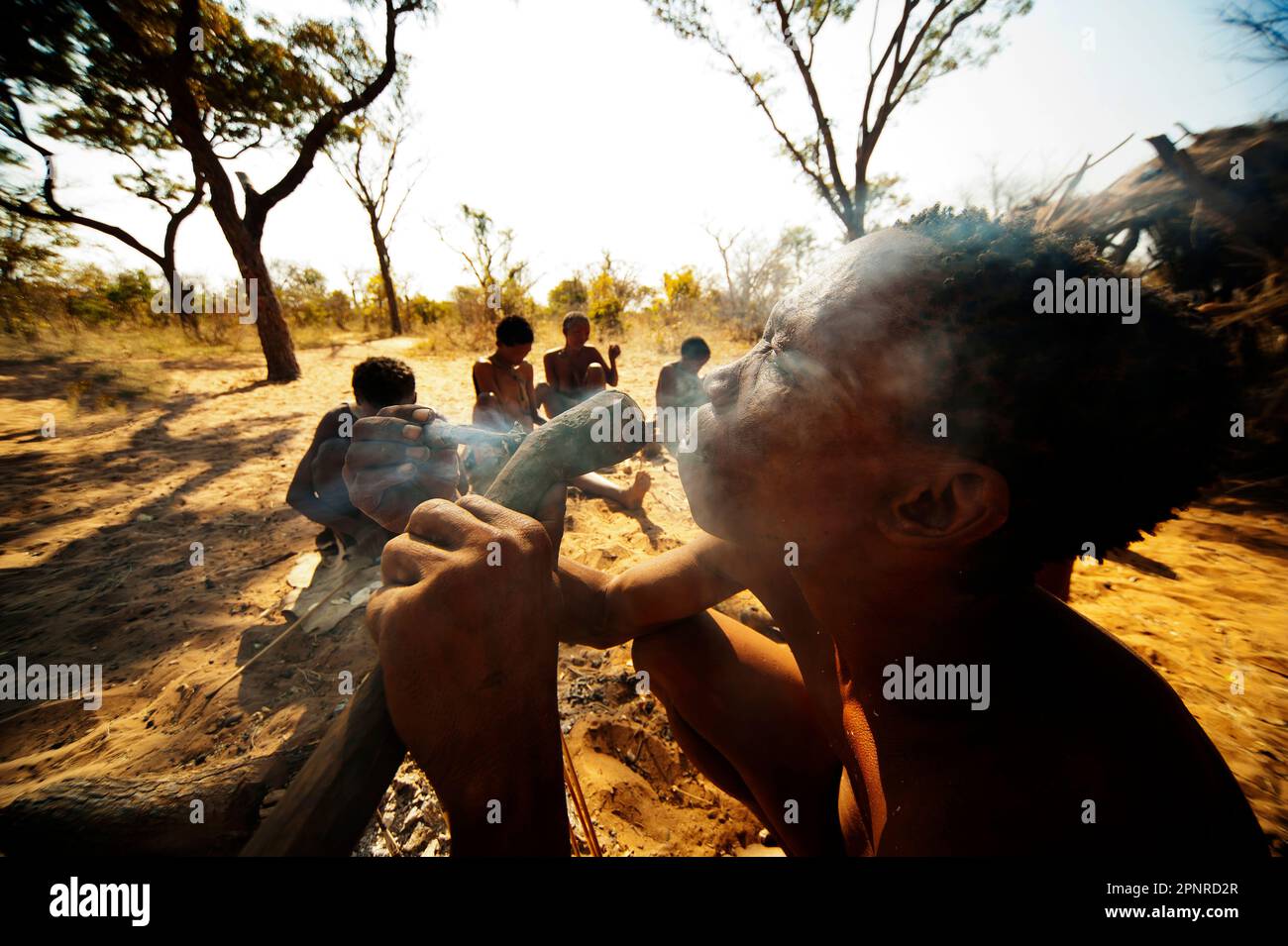 Ju/'Hoansi or San bushmen hunter, one of the rarest tribe in Africa at ...