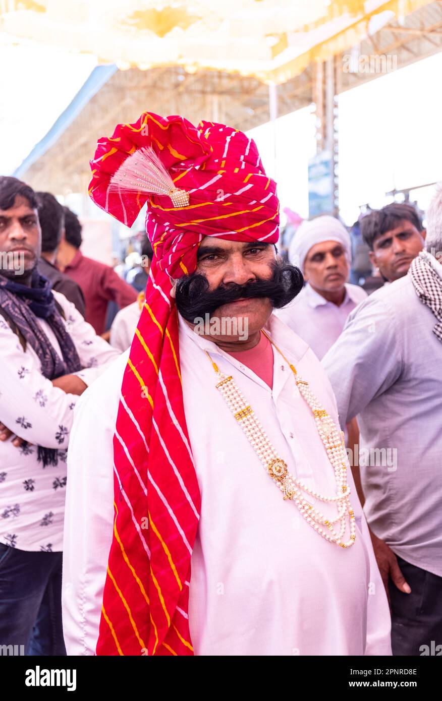 Pushkar fair, Portrait of an rajasthani rajput male with beard and ...