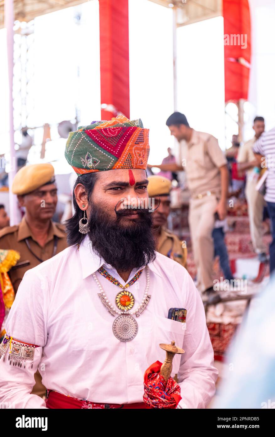 Pushkar fair, Portrait of an rajasthani rajput male with beard and ...