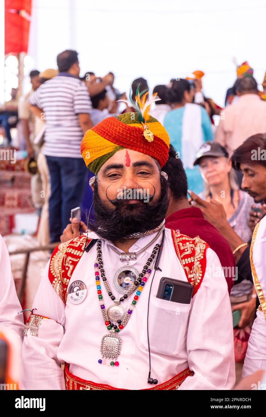 Pushkar fair, Portrait of an rajasthani rajput male with beard and ...