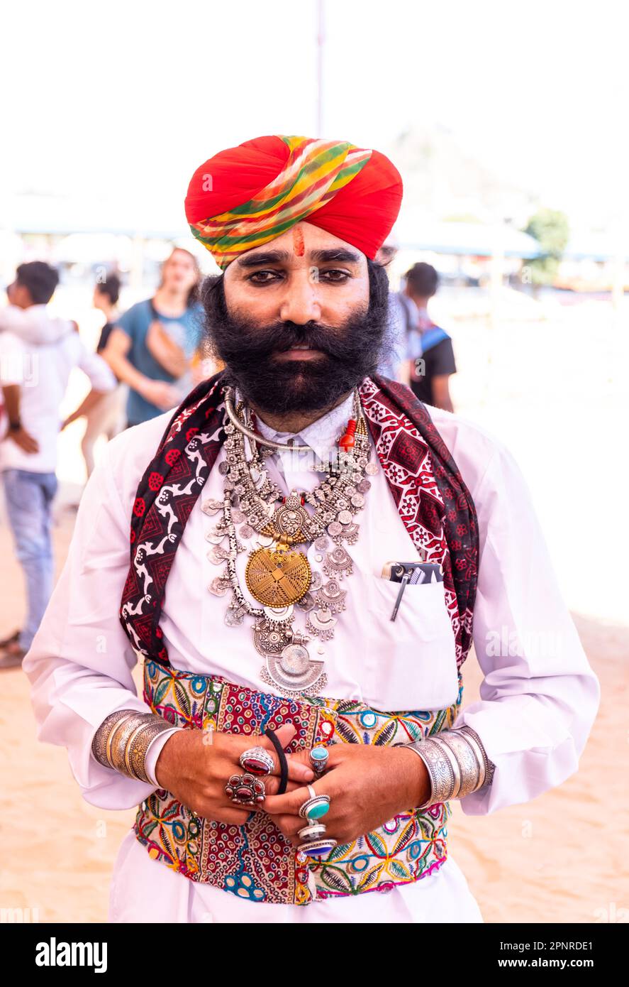 Pushkar fair, Portrait of an rajasthani rajput male with beard and ...