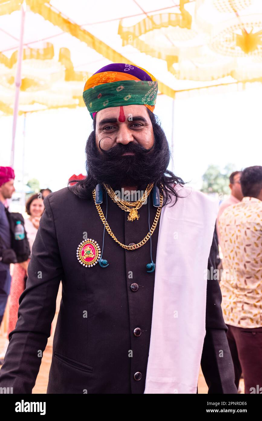 Pushkar fair, Portrait of an rajasthani rajput male with beard and ...