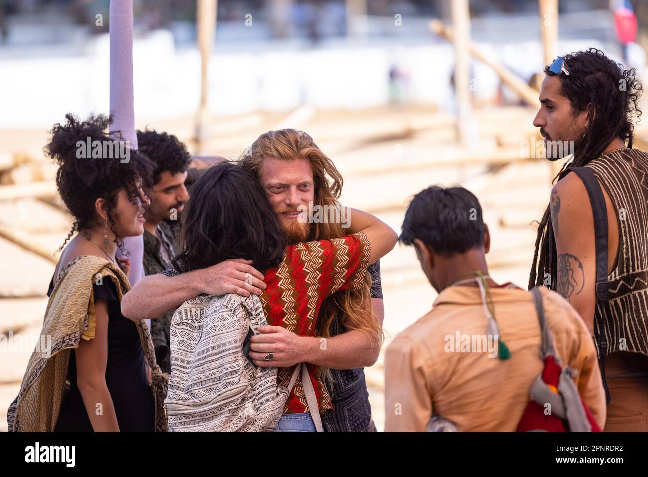 Pushkar fair, Portrait of foreigner tourist at fair ground while ...