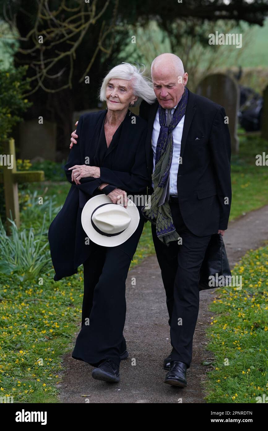 Dame Sheila Hancock and Lord Michael Cashman arriving for the funeral ...