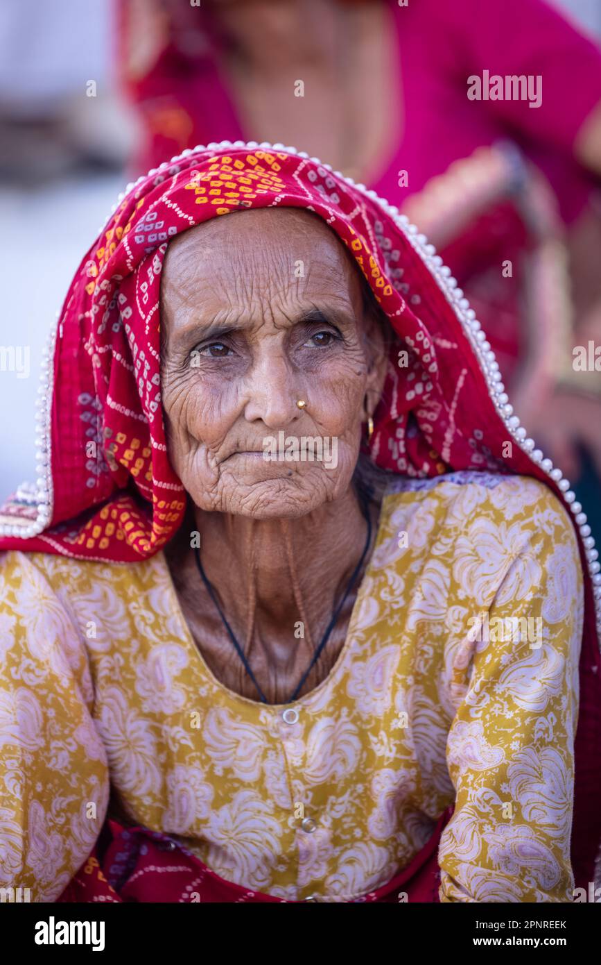 Pushkar, Rajasthan, India - Nov 2022: Pushkar fair, Portrait of woman ...