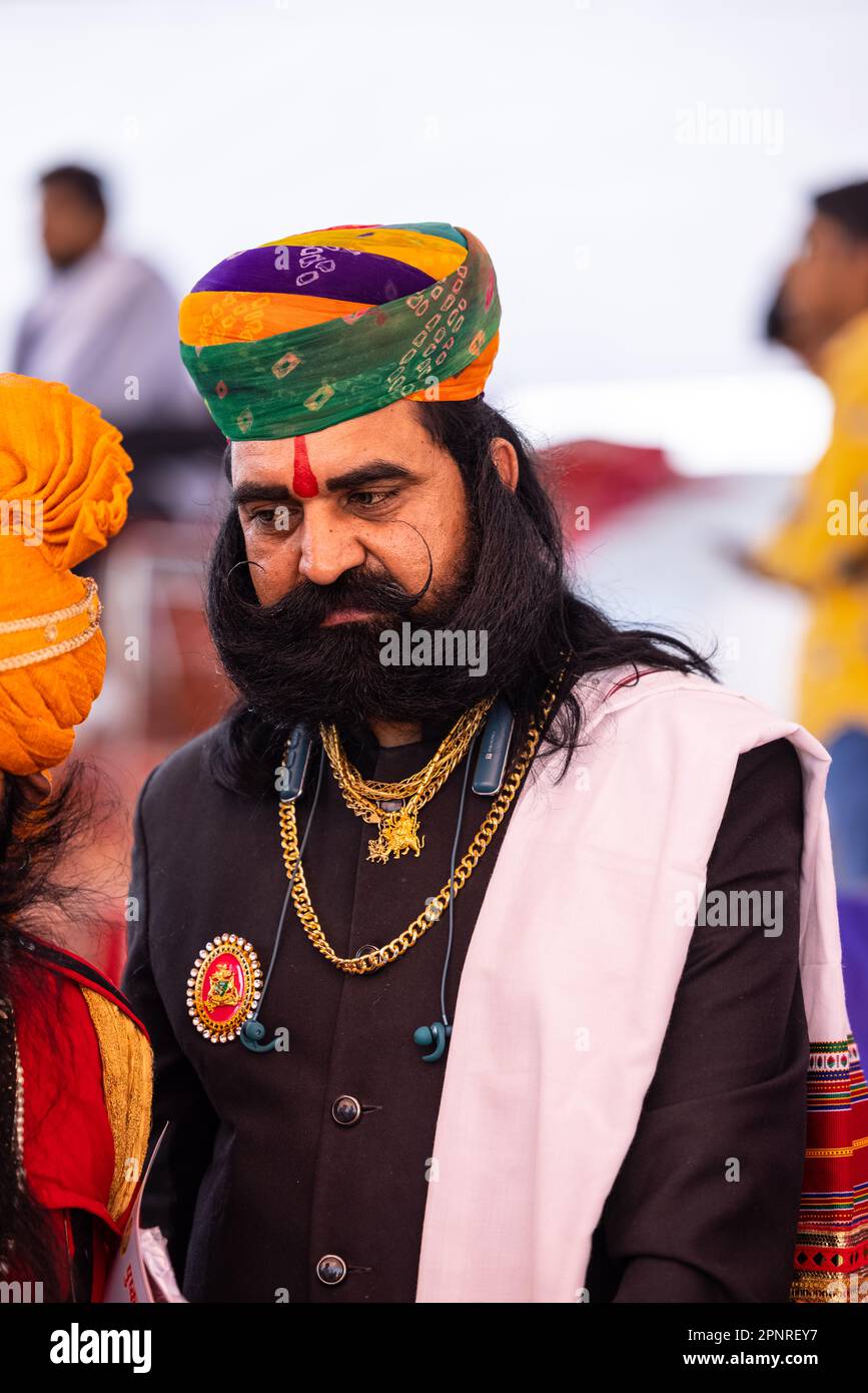 Pushkar fair, Portrait of an rajasthani rajput male with beard and ...