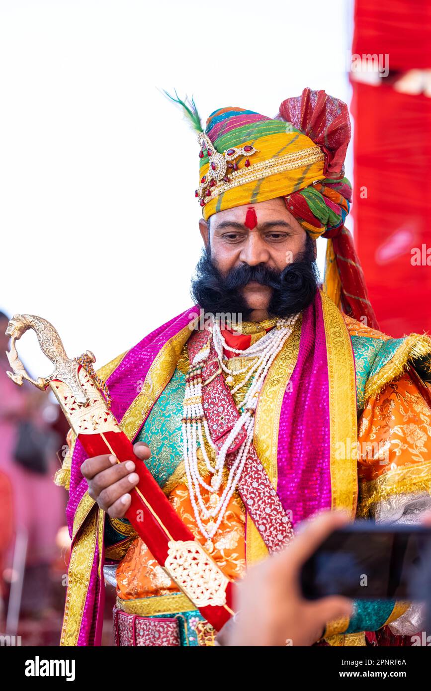 Pushkar fair, Portrait of an rajasthani rajput male with beard and ...