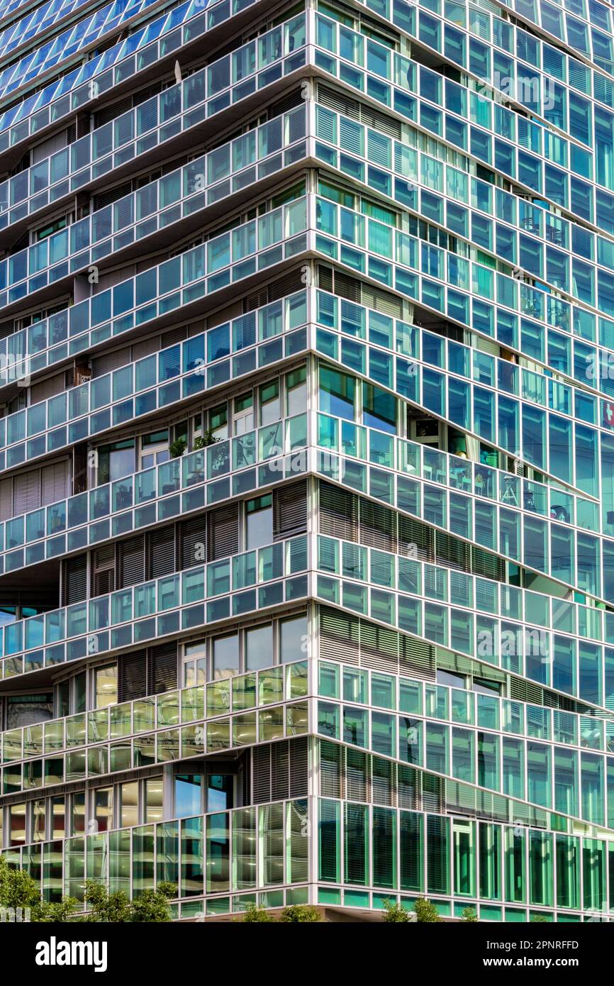 Basel, Switzerland - August 10. 2021: Details of the St. Jakob tower ...