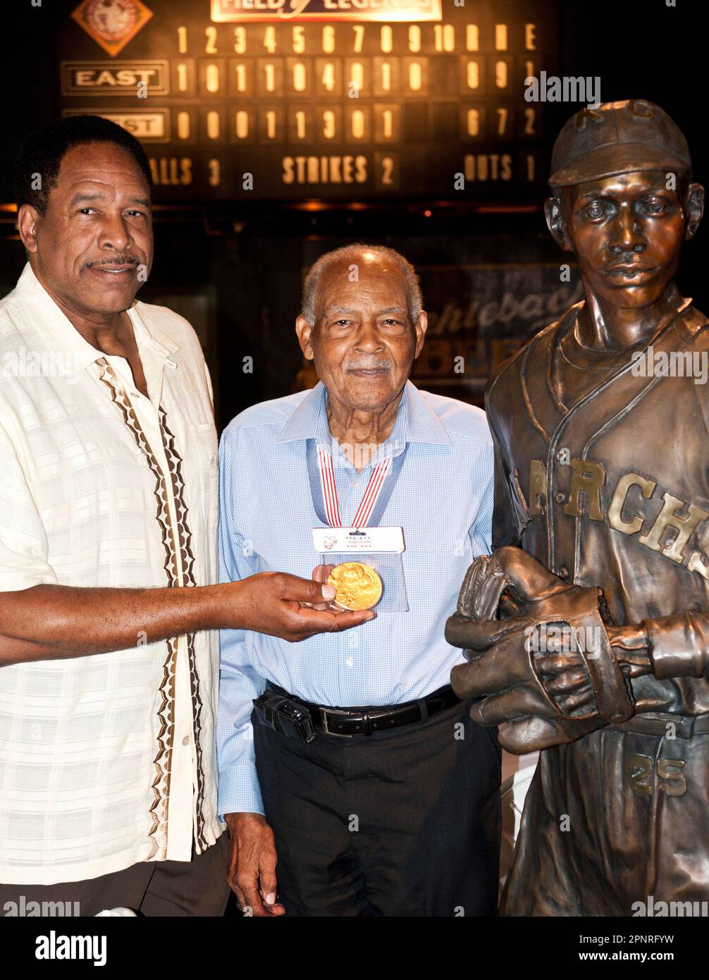 Negro baseball league umpire Bob Motley, shows off his Congressional ...