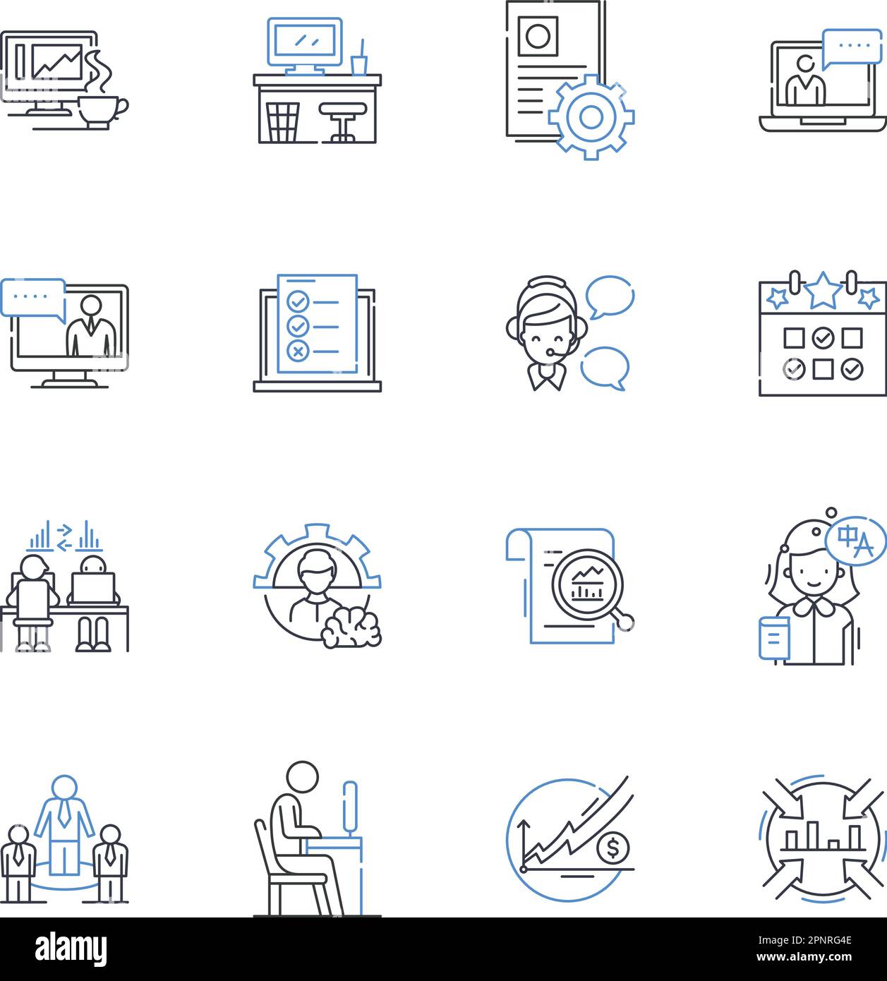 Work commitments line icons collection. Responsibility, Dedication, Accountability, Punctuality ...