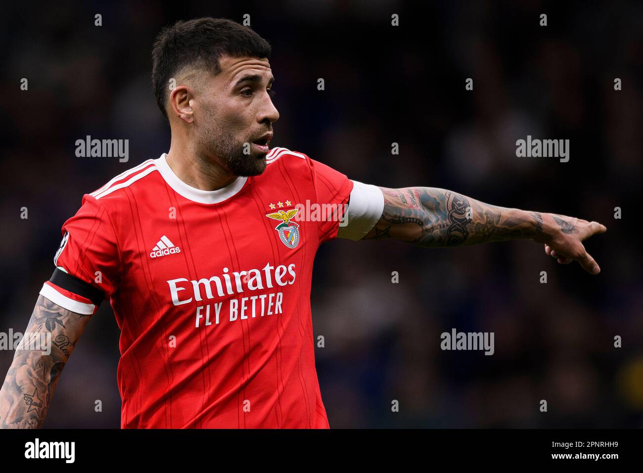 Milan, Italy. 20 April 2023. Nicolas Otamendi of SL Benfica gestures ...