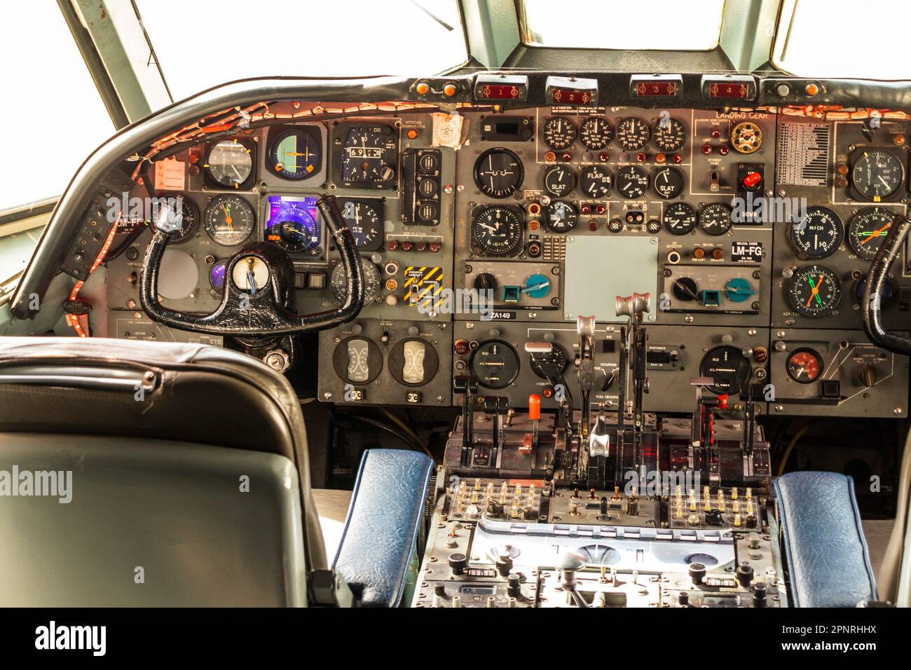 Shot of the cockpit of an old airplane Stock Photo - Alamy