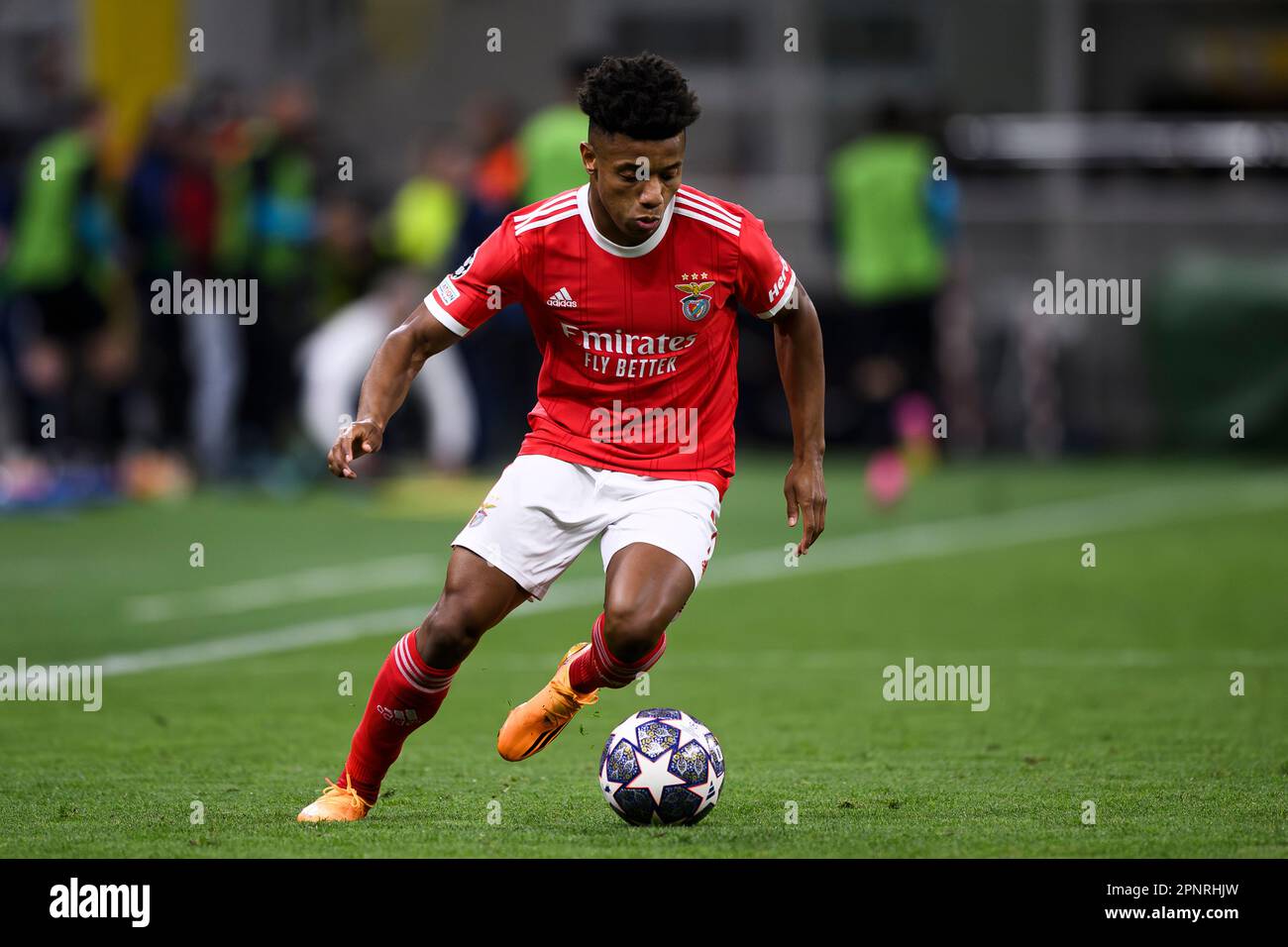 Milan, Italy. 20 April 2023. David Neres of SL Benfica in action during ...