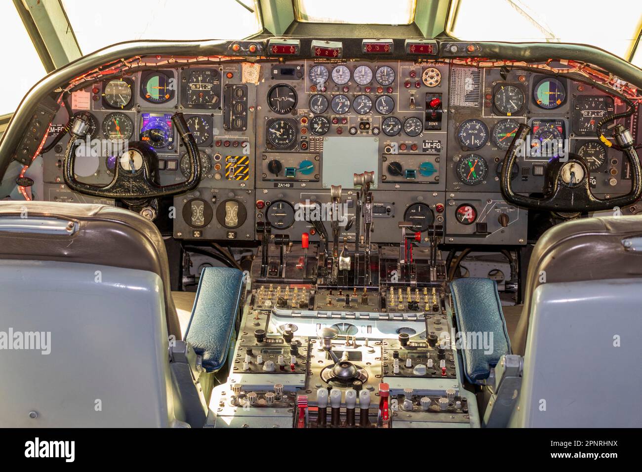 Shot of the cockpit of an old airplane Stock Photo - Alamy