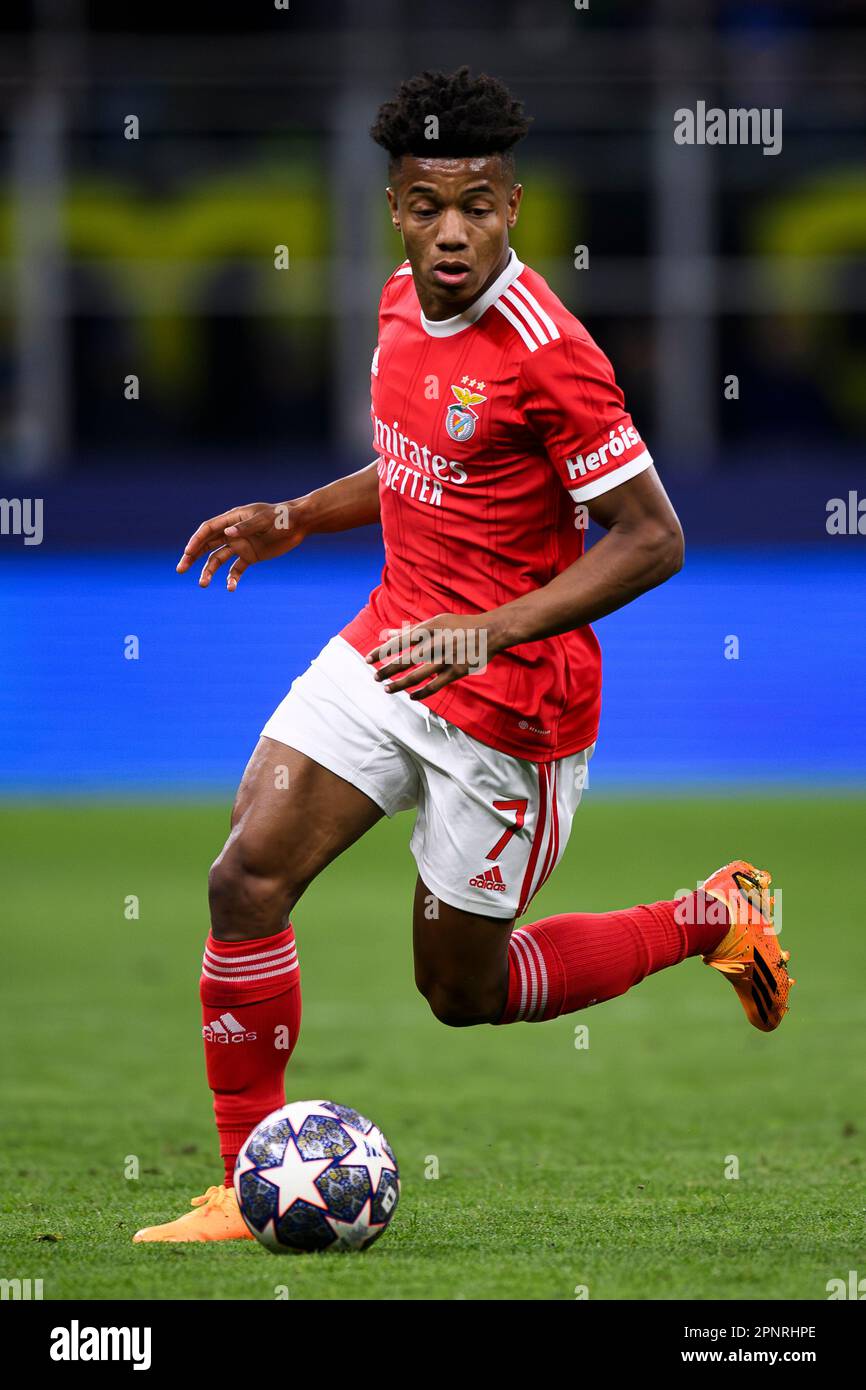 Milan, Italy. 20 April 2023. David Neres of SL Benfica in action during ...