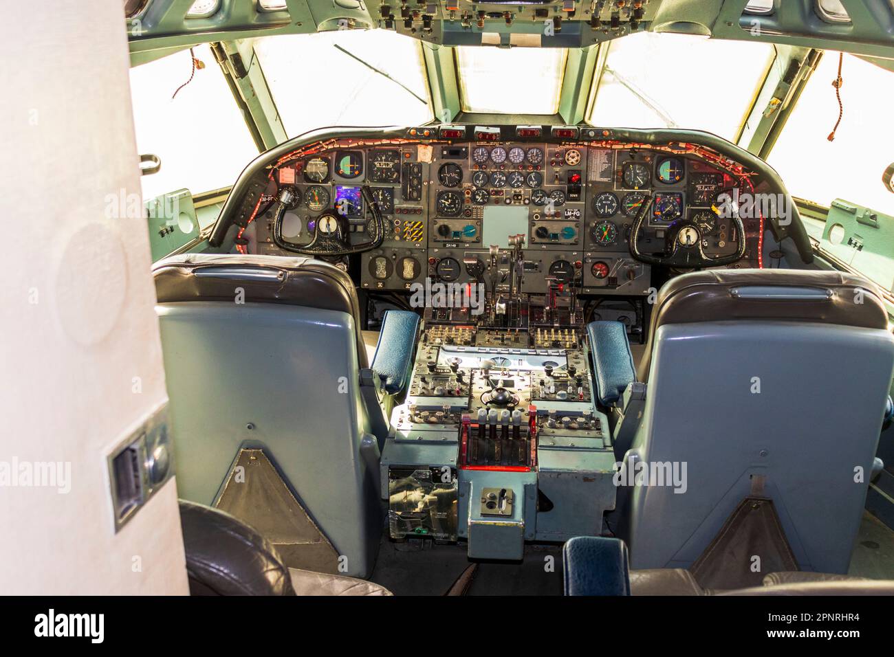 Shot of the cockpit of an old airplane Stock Photo - Alamy