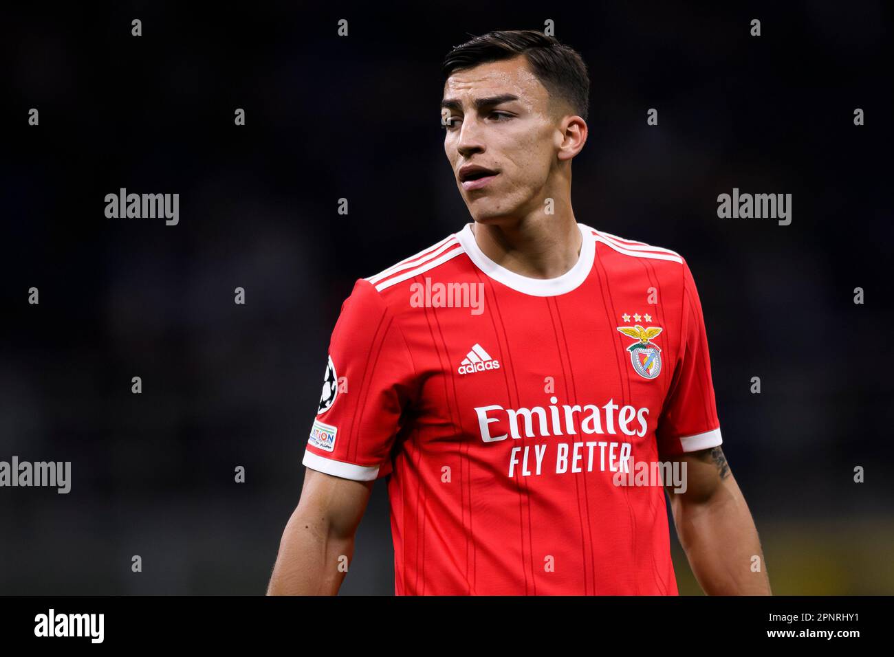 Milan, Italy. 20 April 2023. Petar Musa of SL Benfica looks on during ...