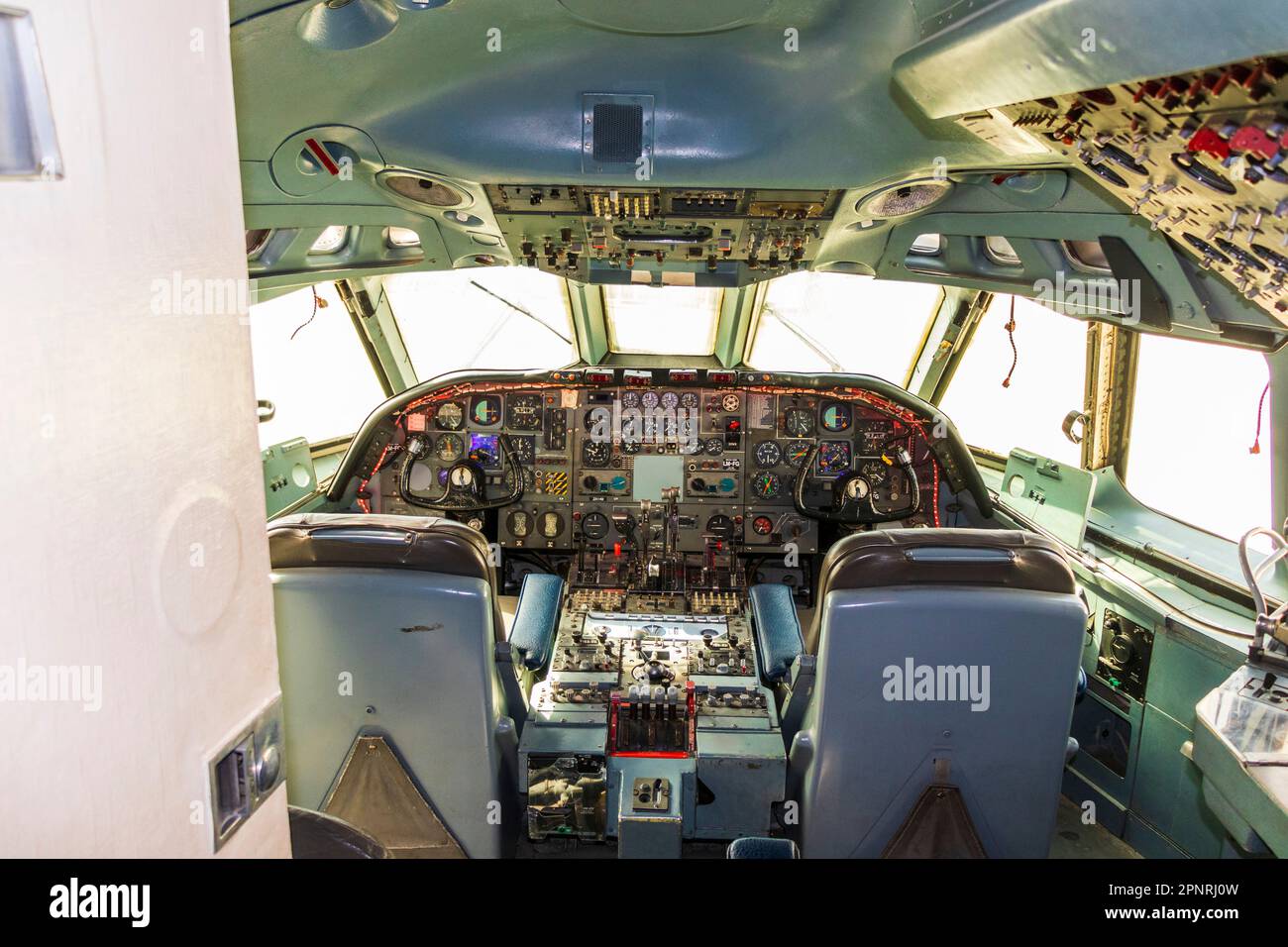 Shot of the cockpit of an old airplane Stock Photo - Alamy