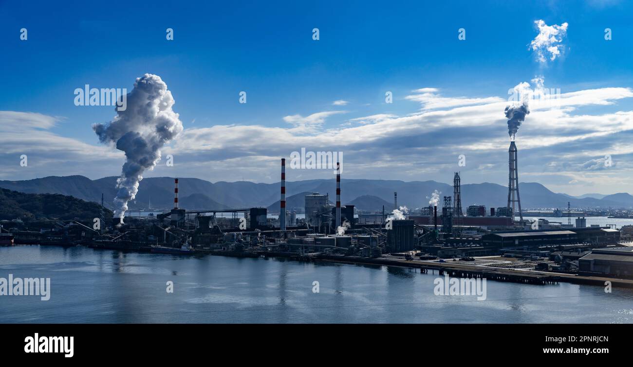 Heavy industry in Kagawa Prefecture on the Seto Inland Sea in Japan ...